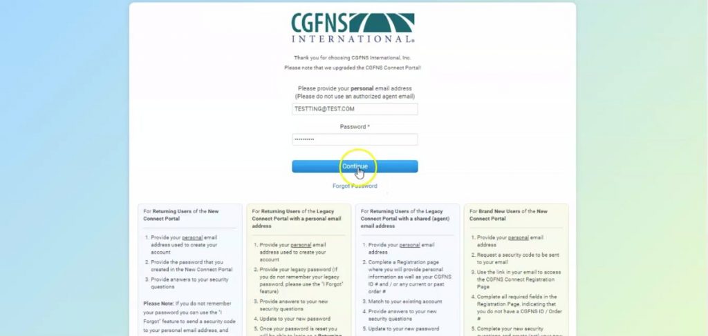 Tutorial: CGFNS Connect Returning User Registration Guide - CGFNS ...
