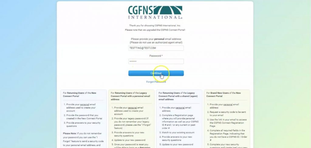 Tutorial: CGFNS Connect Returning User Registration Guide - CGFNS ...