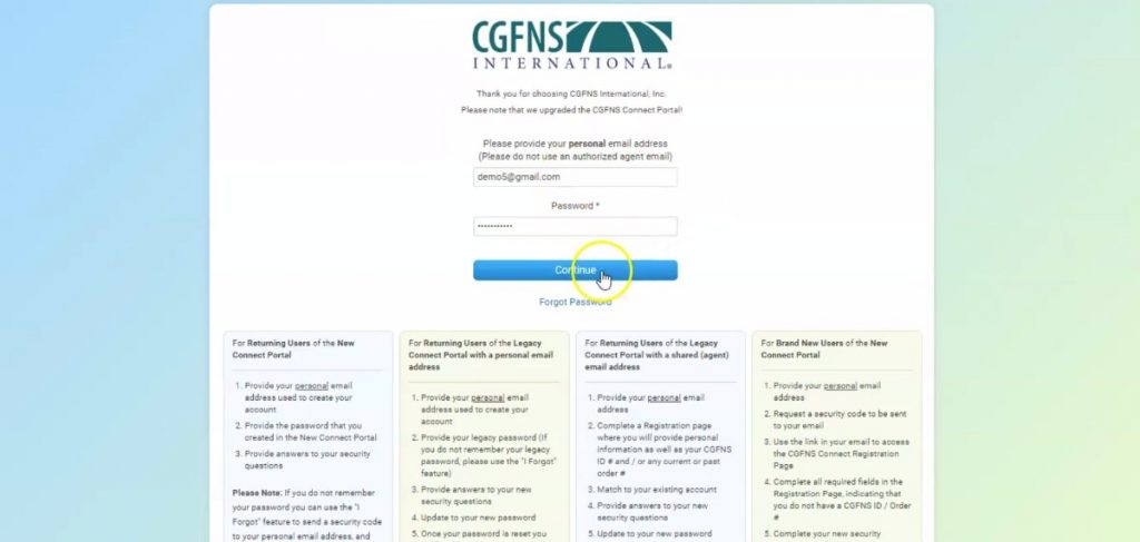 Tutorial: CGFNS Connect Returning Shared User Registration Guide ...